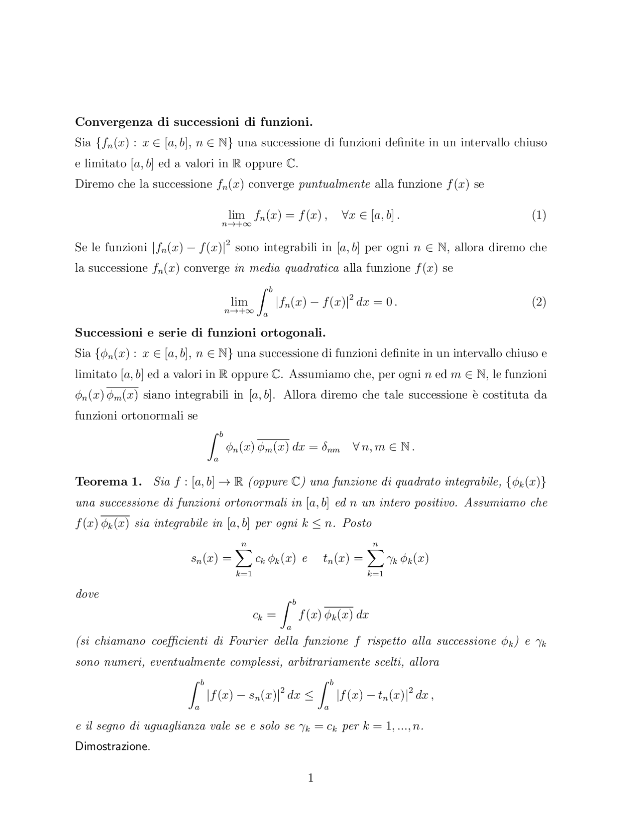 Serie Di Fourier Dispense Docsity