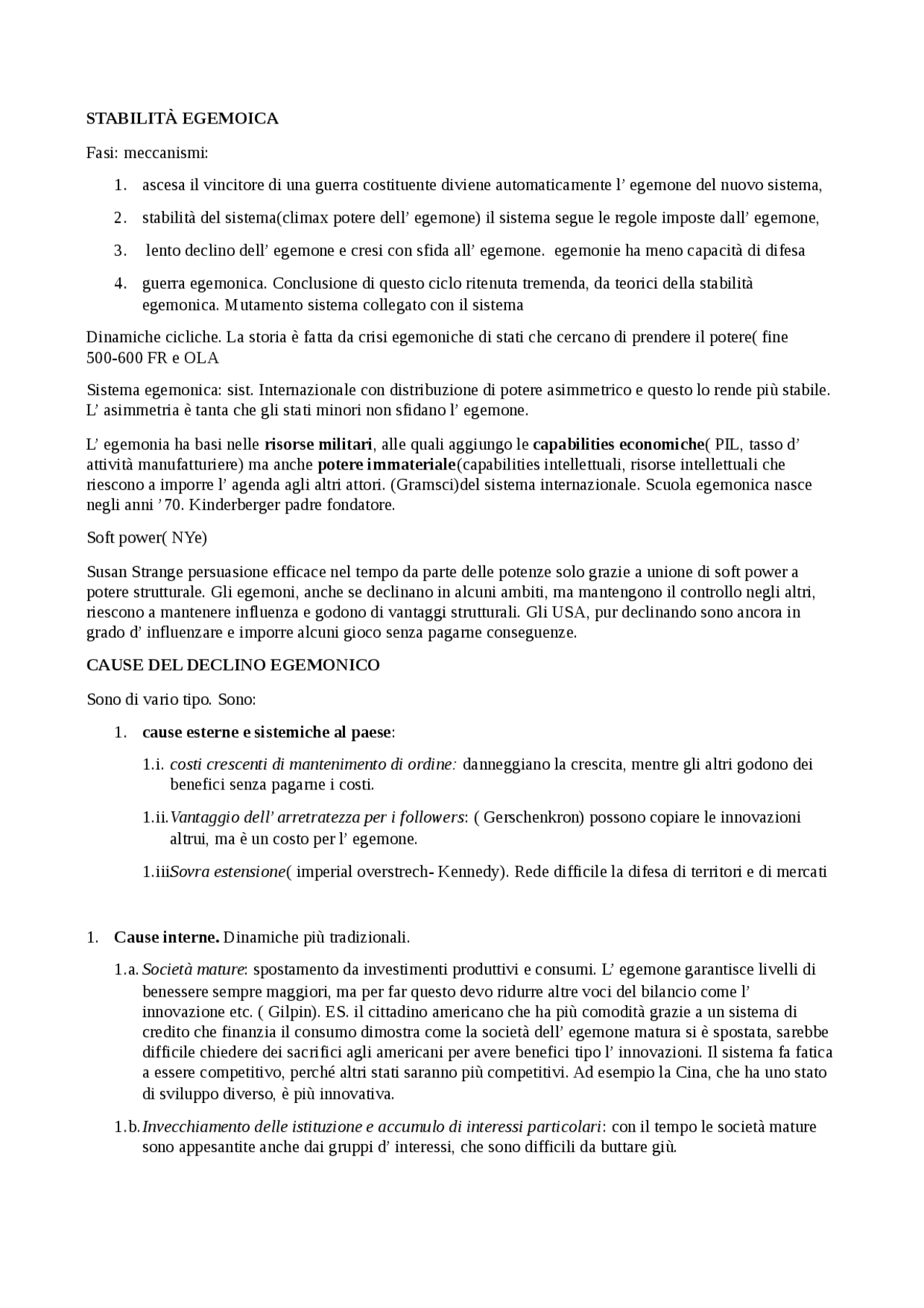 Relazioni Internazionali Docsity