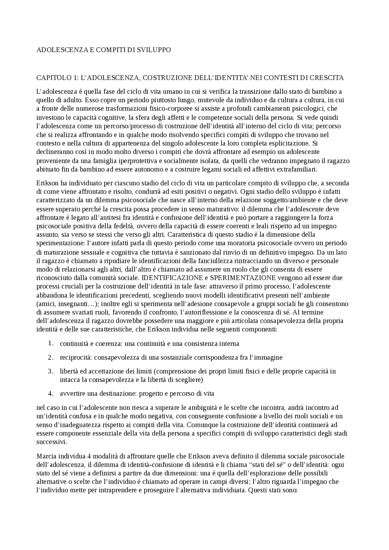 Adolescenza E Compiti Di Sviluppo Docsity