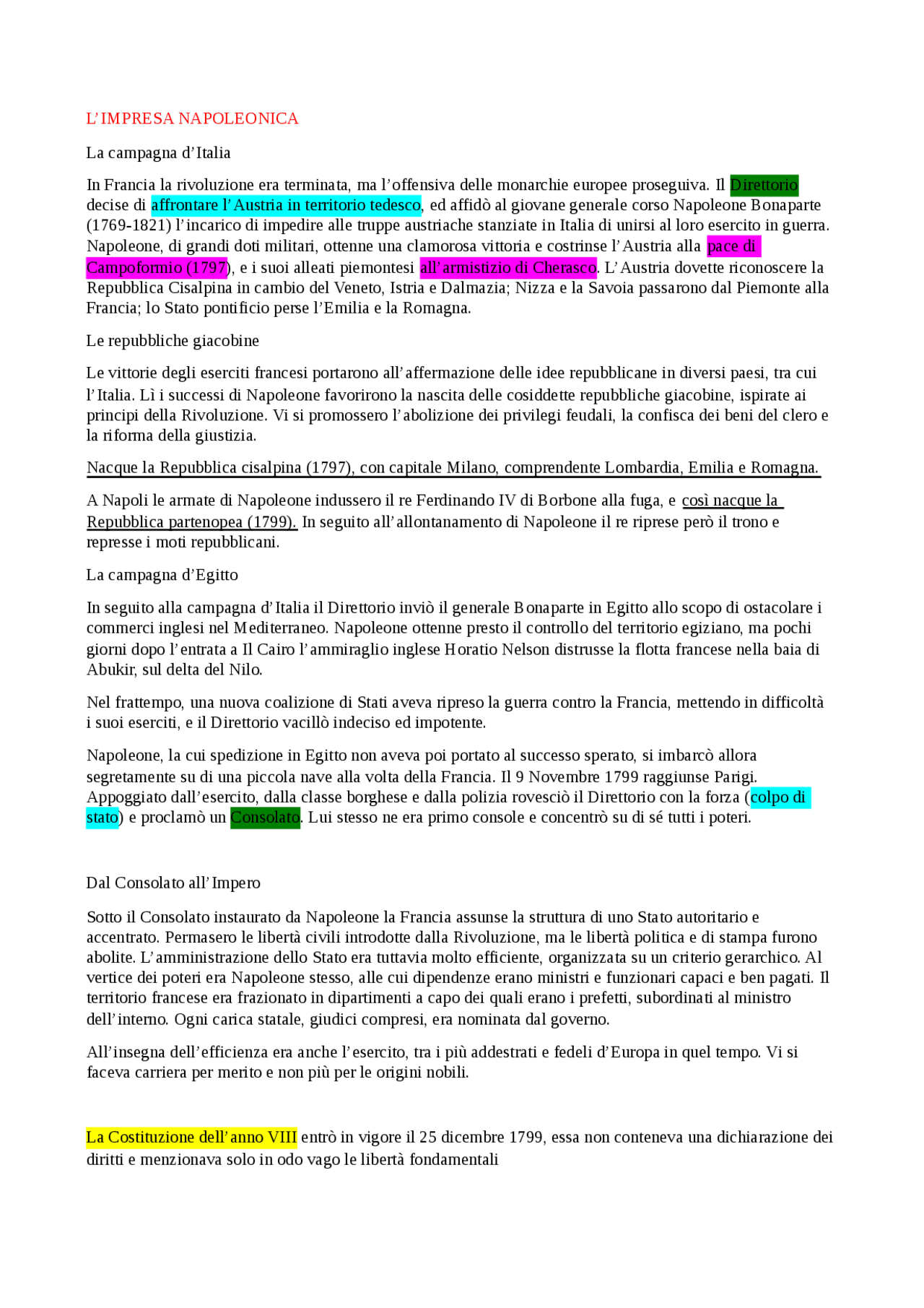 Appunti Su Napoleone Docsity