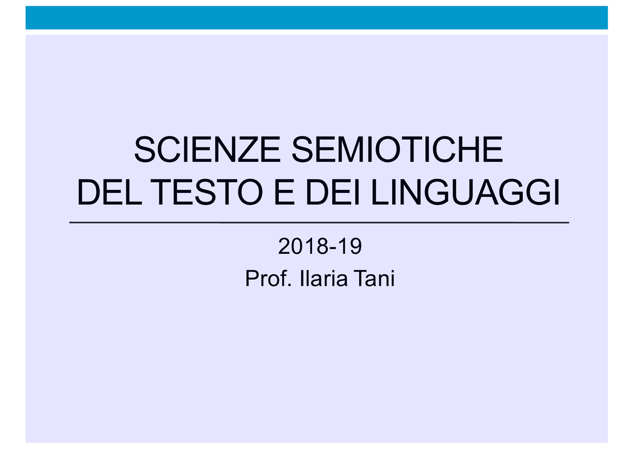 Scienze Semiotiche Del Testo E Dei Linguaggi Docsity
