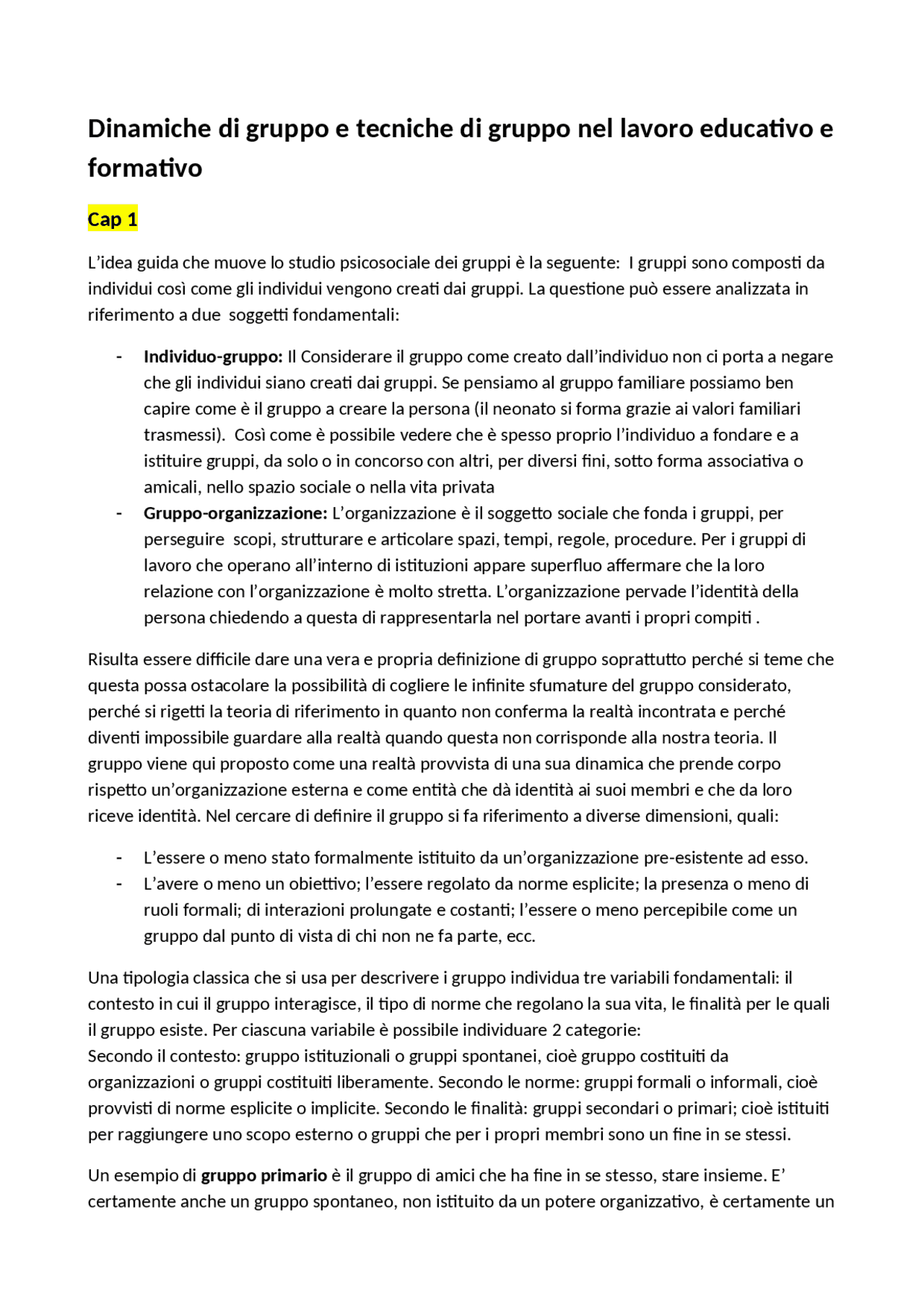 Manuale Di Dinamica Di Gruppo Docsity