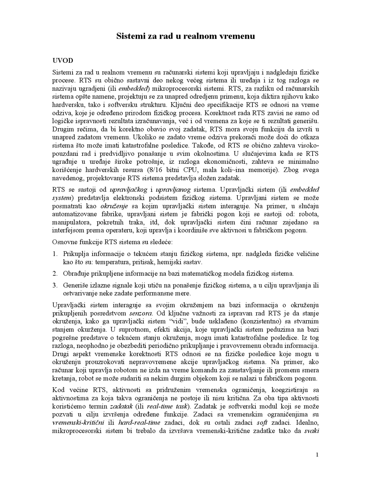 RTOS - Realtime operating system - Docsity