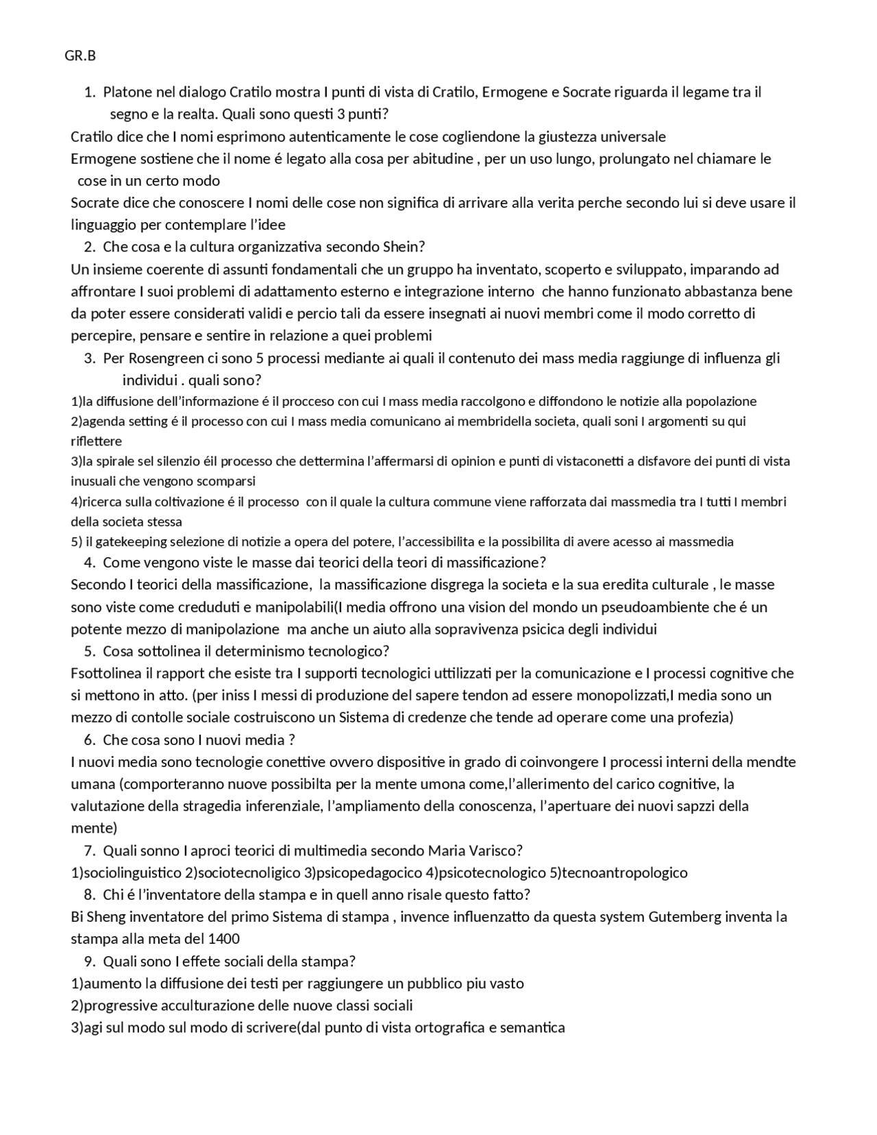 Teoria Della Comunicazione Docsity