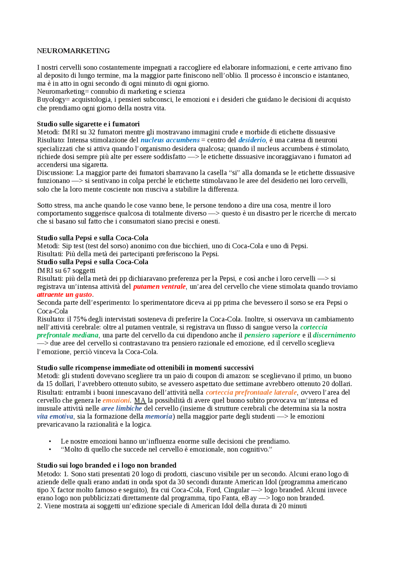 Sintesi Del Libro Di Neuromarketing Di Lindstrom Docsity
