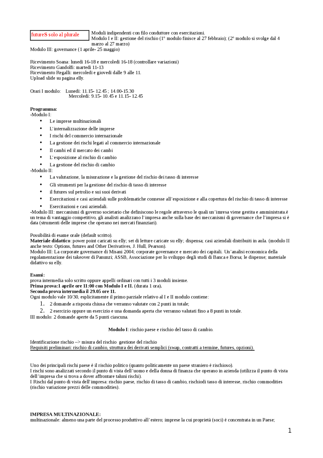 Gestione Del Rischio Docsity