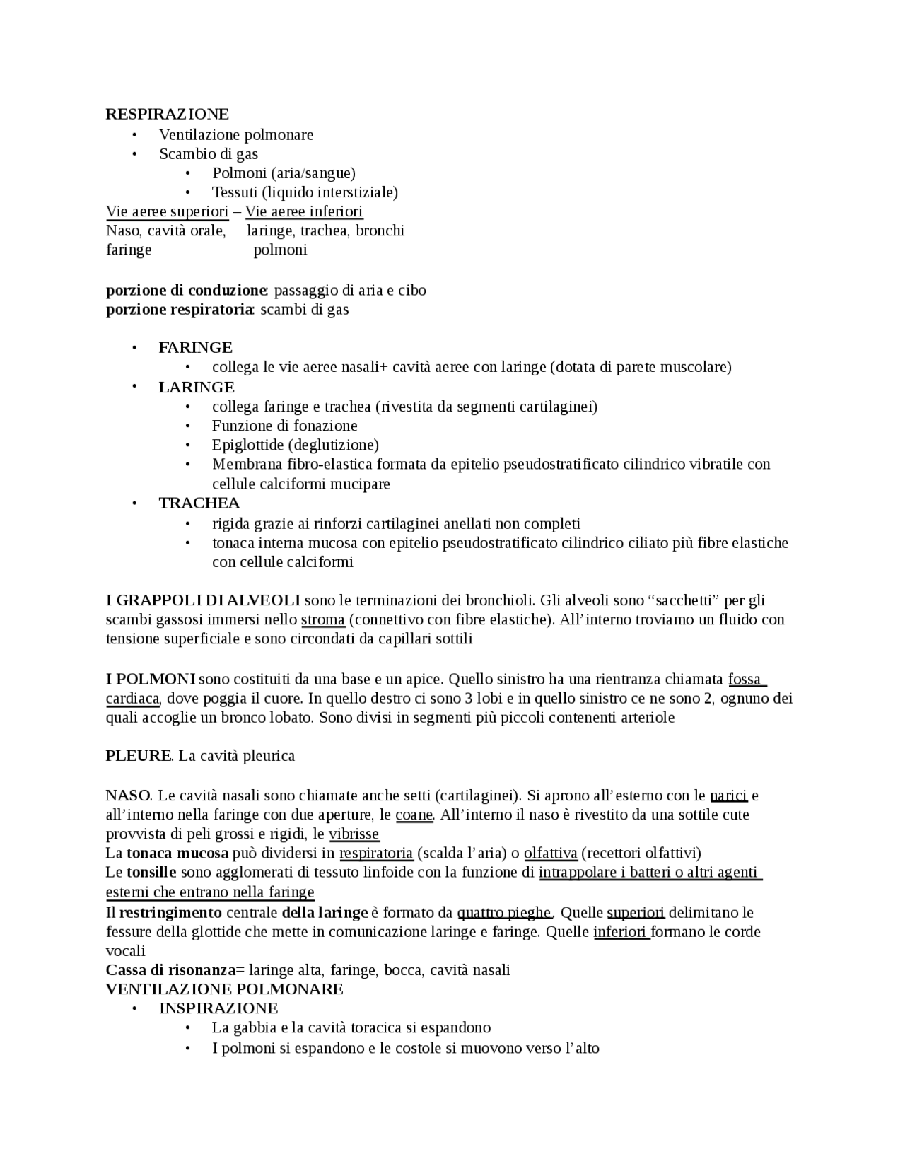 Apparato Respiratorio Appunti Di Biologia Docsity