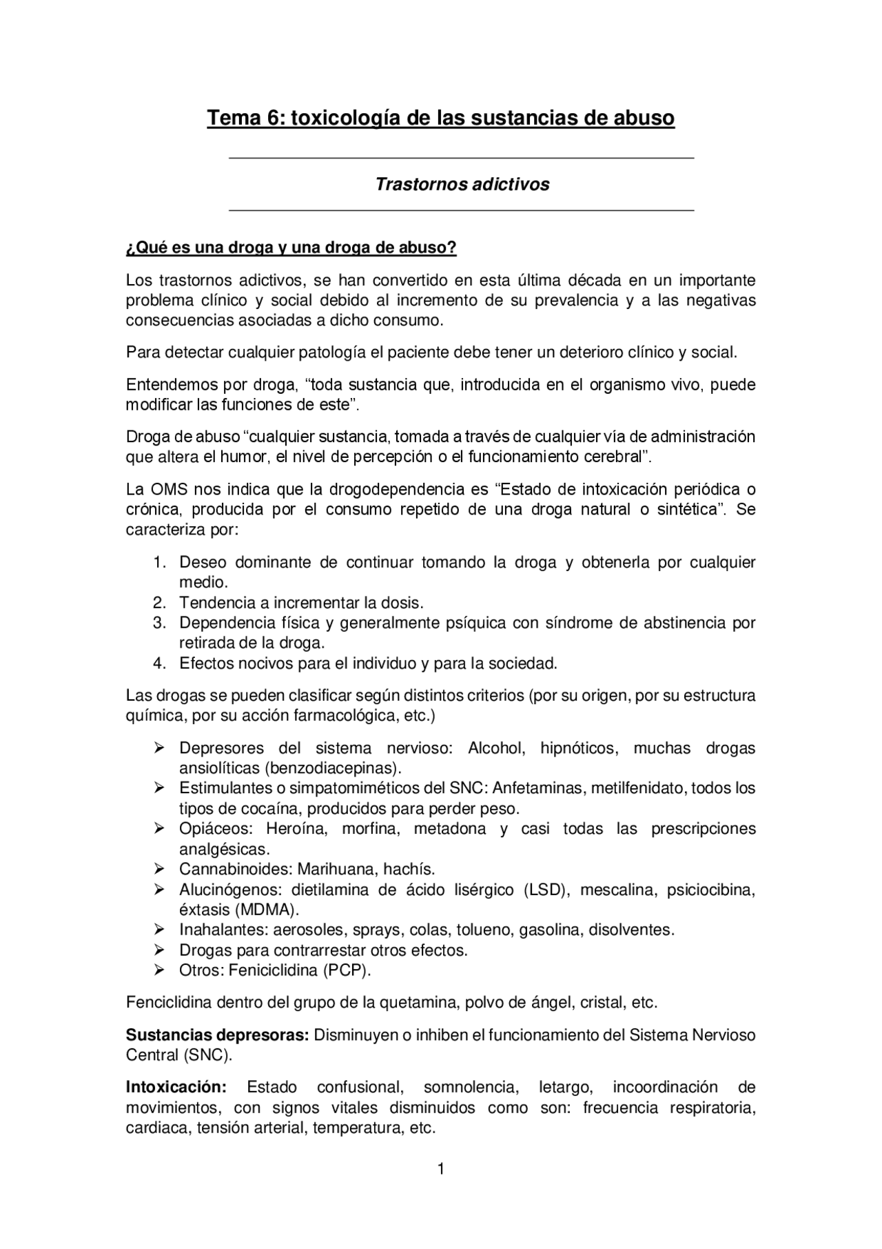 Toxicología De Las Sustancias De Abuso Apuntes De Toxicología Docsity