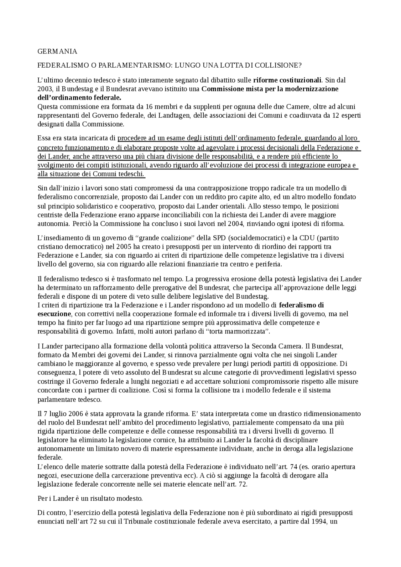 Riassunto Germania Dal Libro Le Costituzioni Degli Altri Docsity