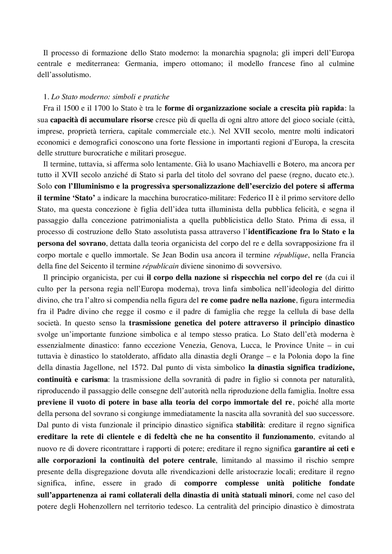 Storia Dello Stato Moderno Docsity