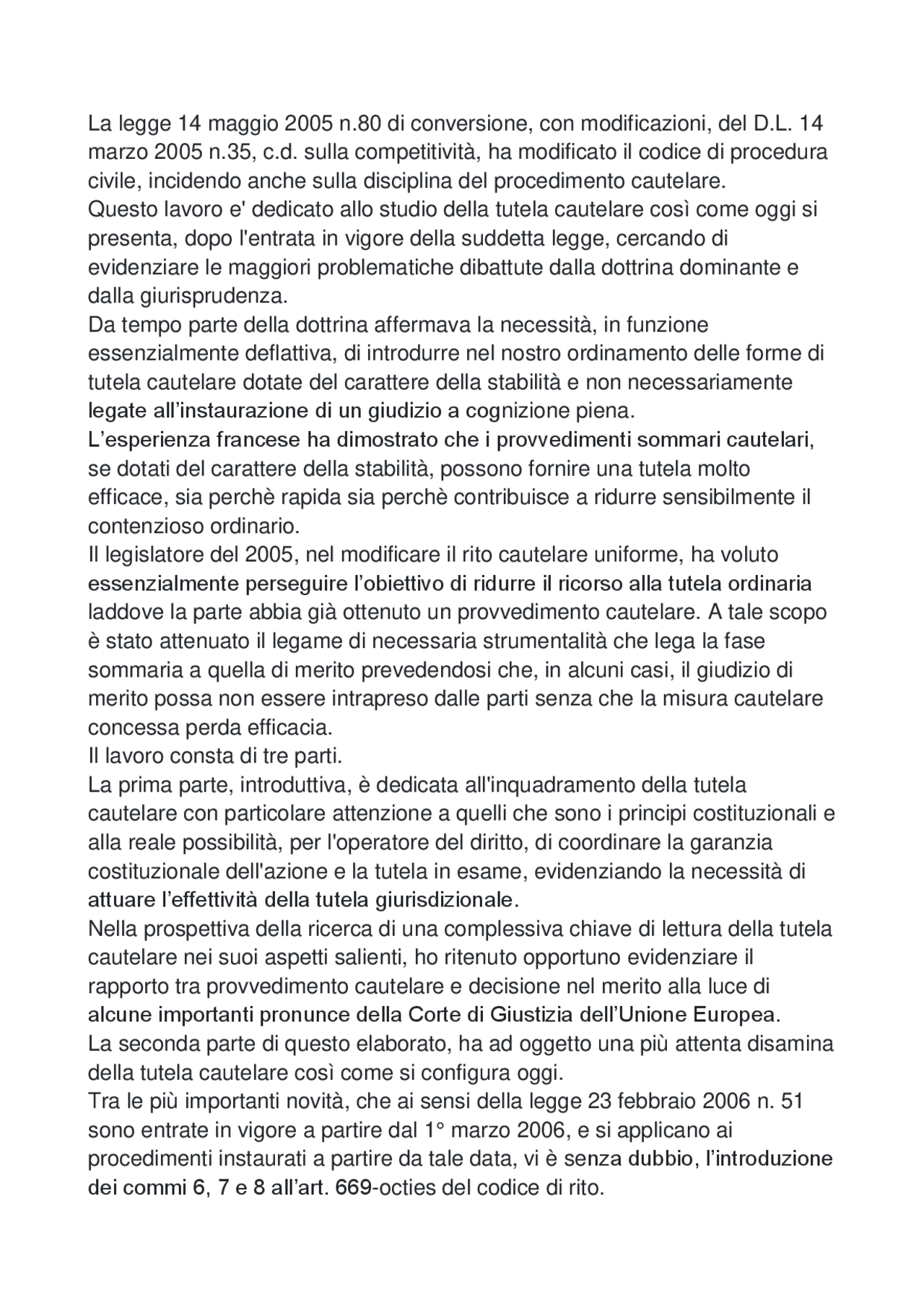 La Riforma Del Procedimento Cautelare Docsity