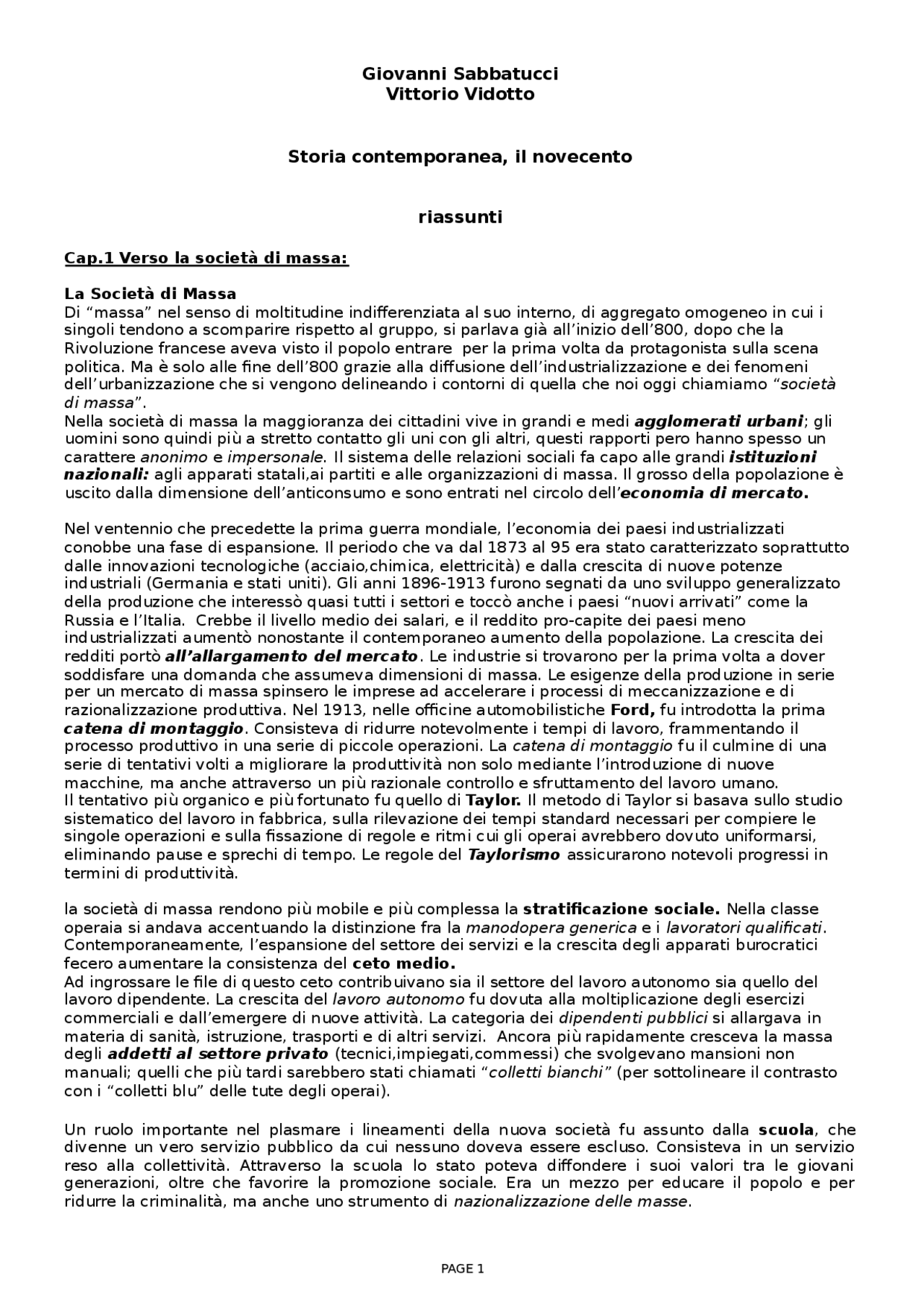 Manuale Di Storia Contemporanea Sabatucci Docsity