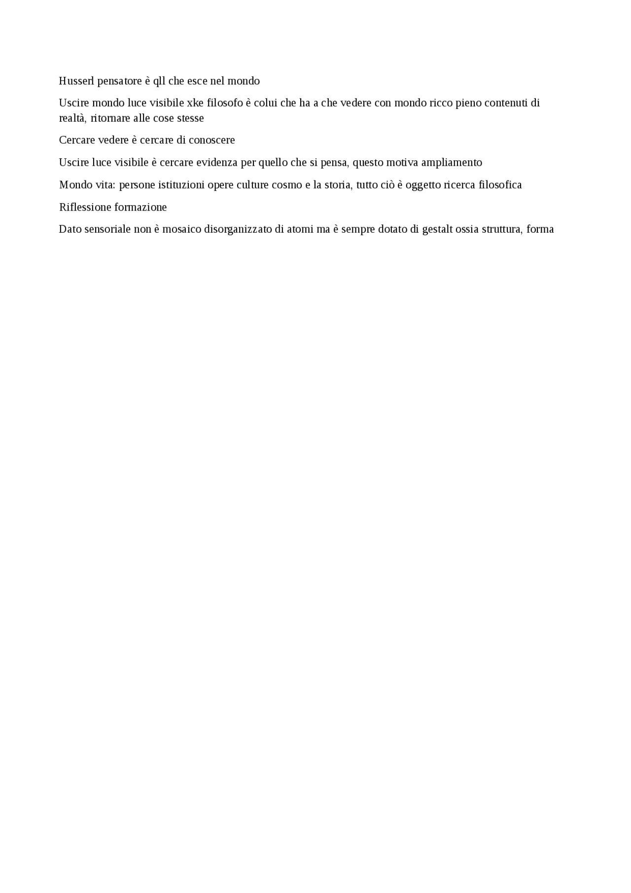 Husserl E Filosofia Contemporanea Docsity
