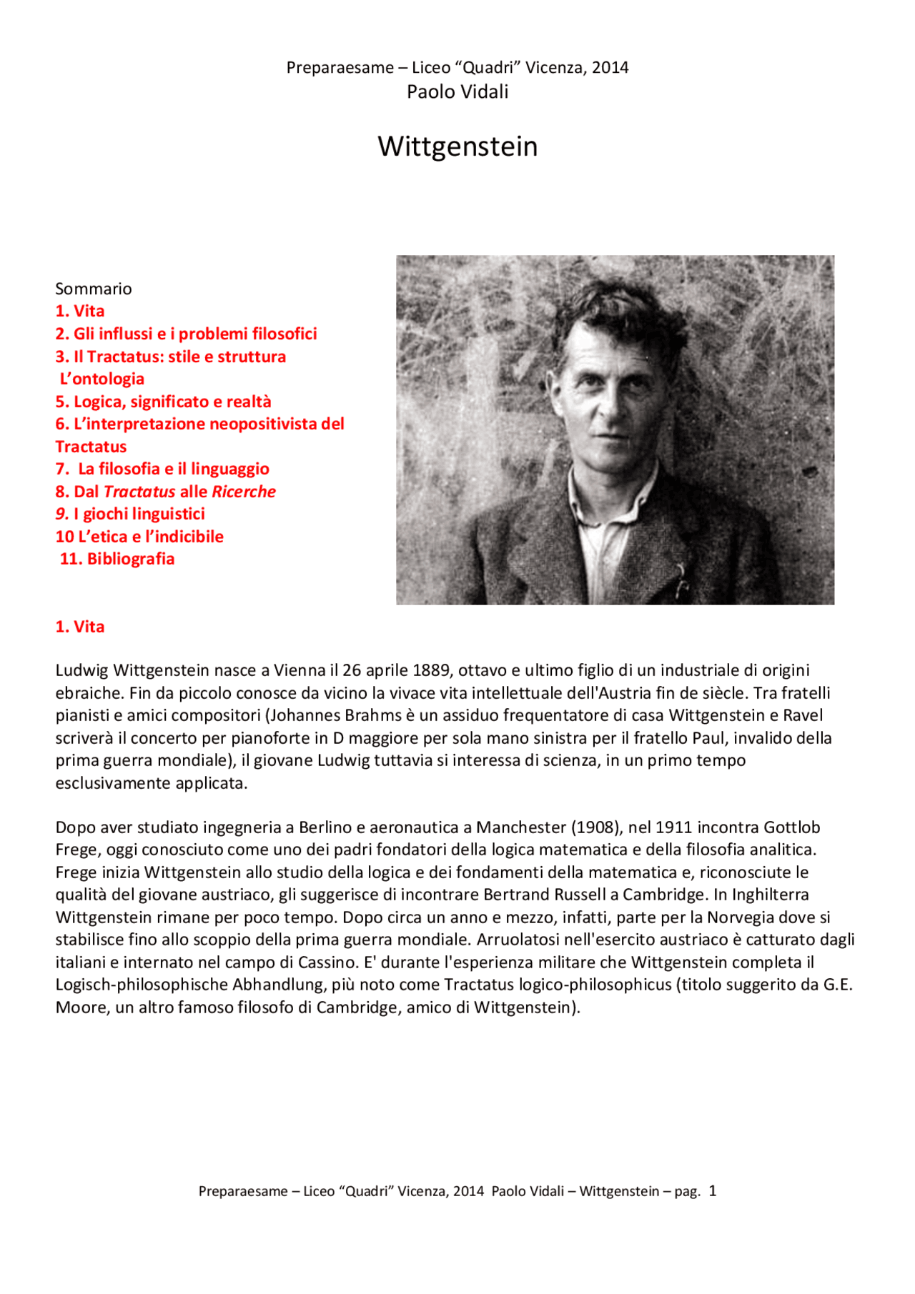Pensiero Wittgenstein Docsity