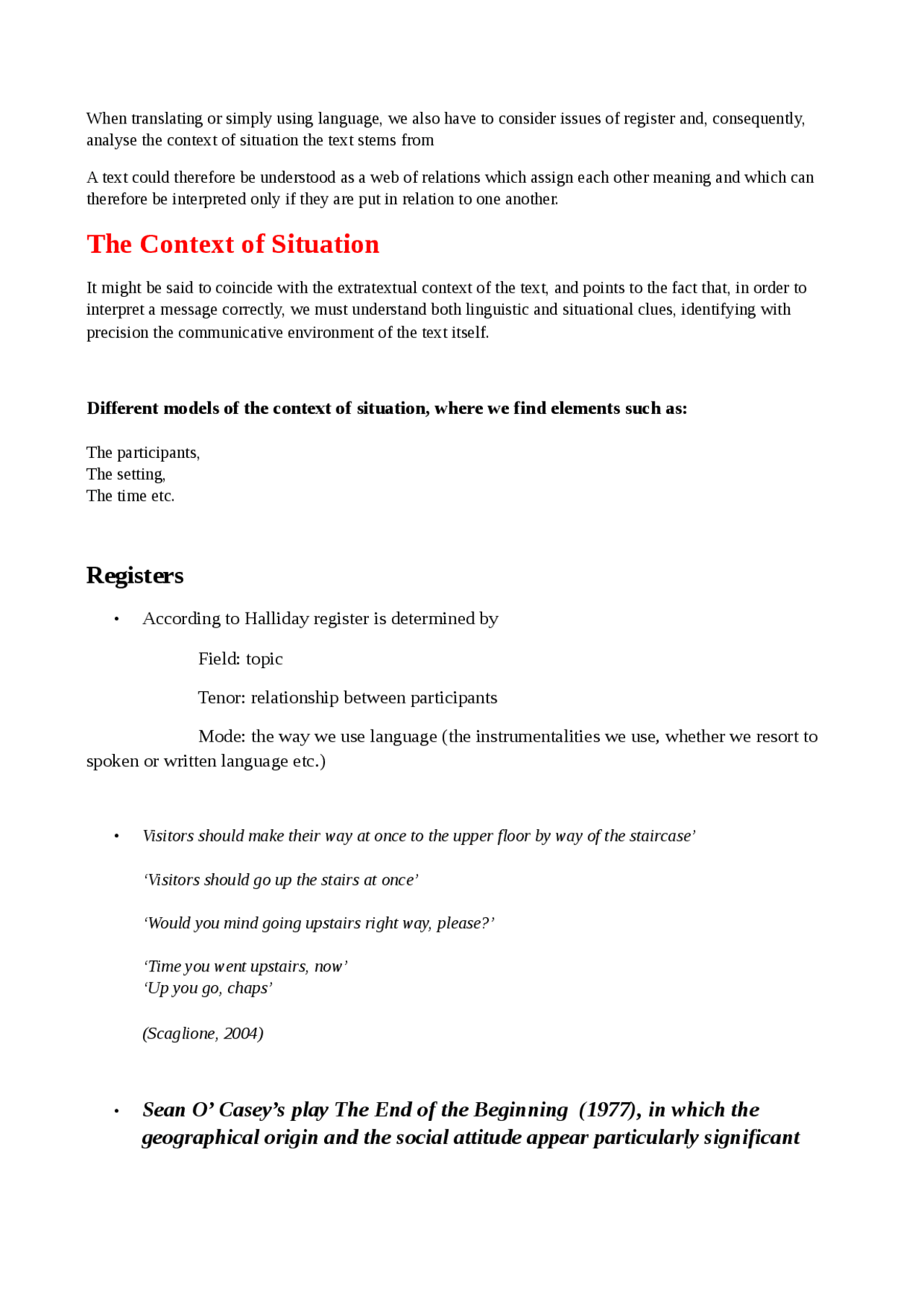 The context of situation. - Docsity