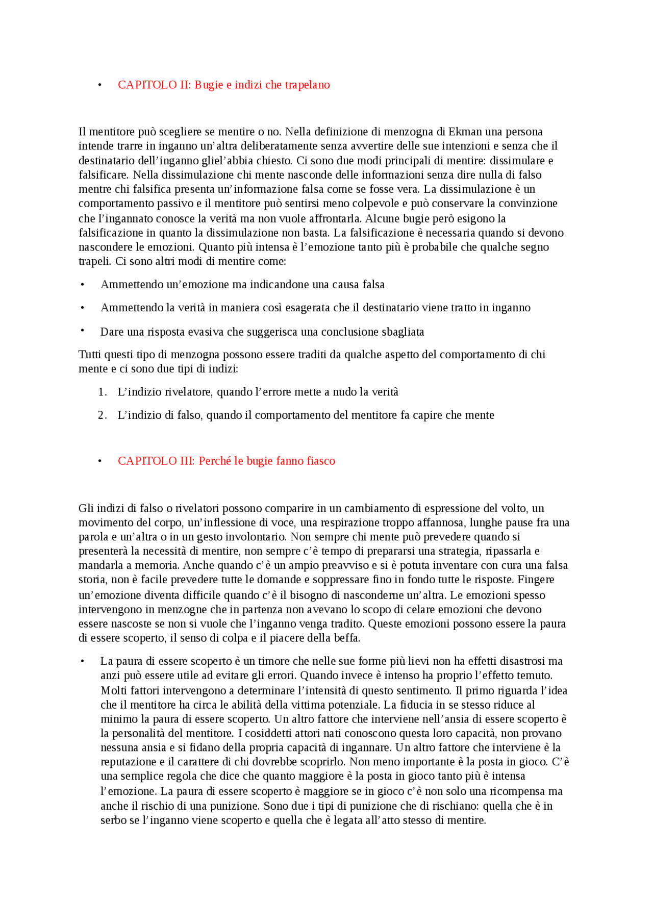 Riassunto I Volti Della Menzogna Docsity