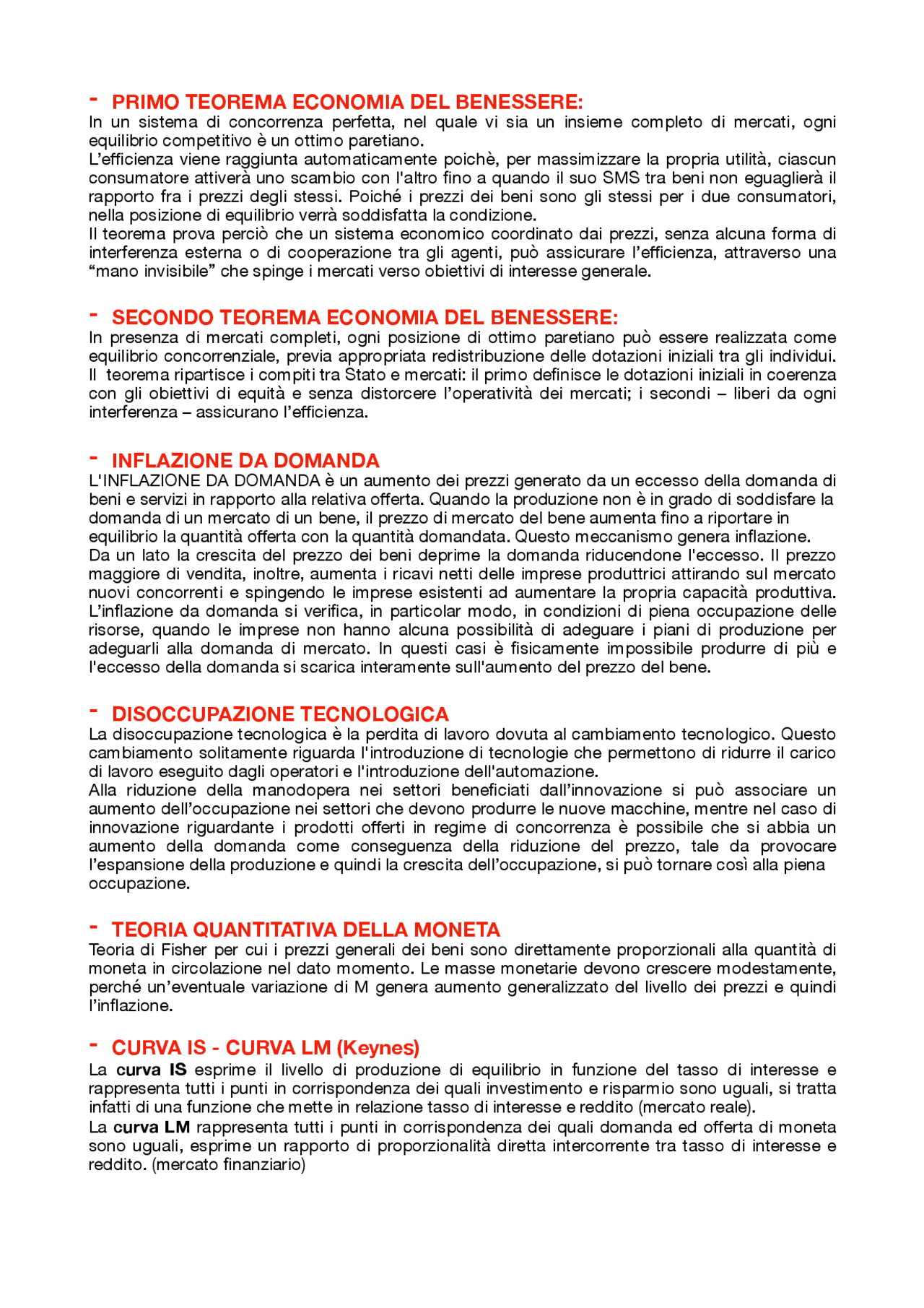 Domande aperte politica economica - Docsity