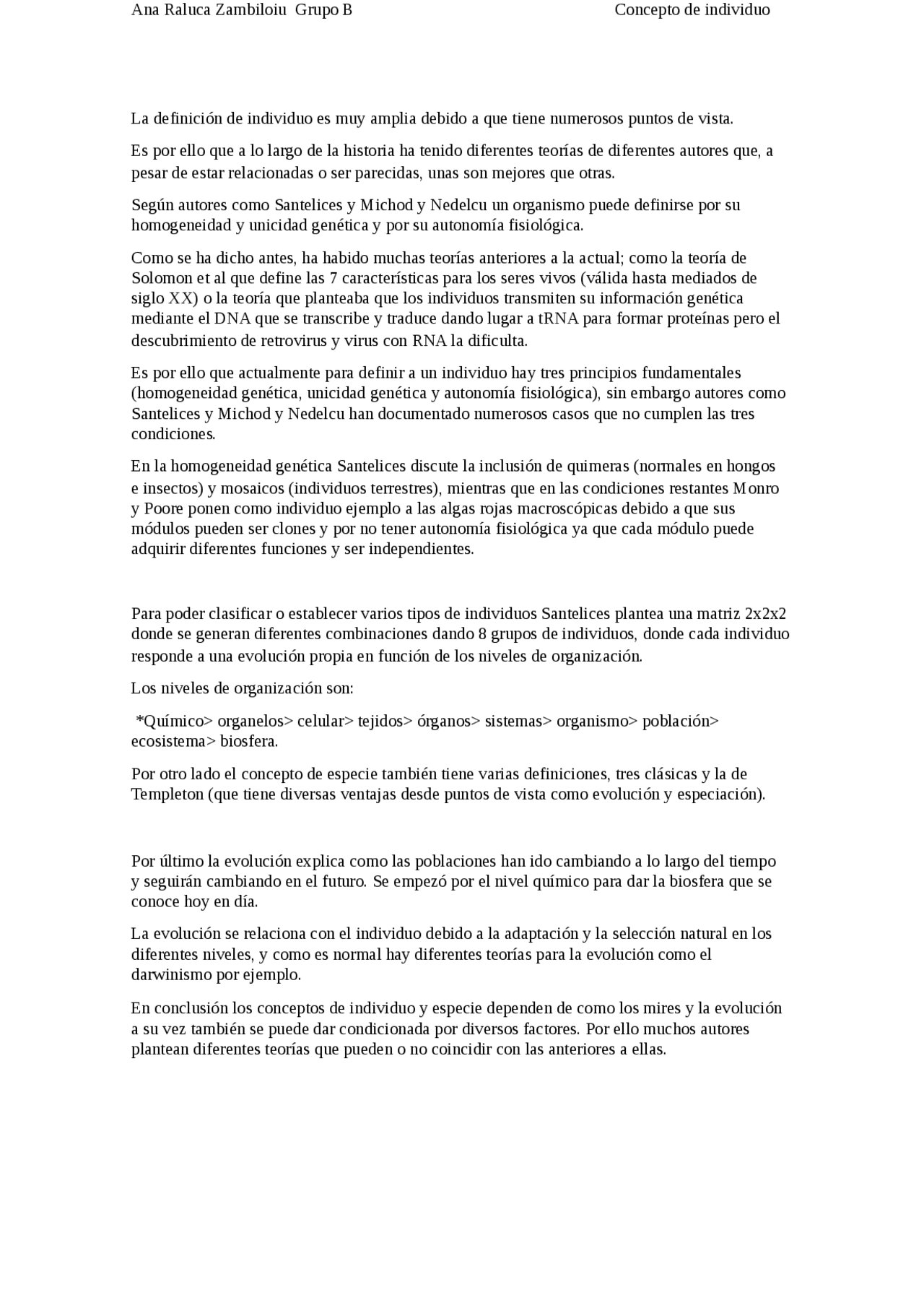 Concepto de individuo - Docsity