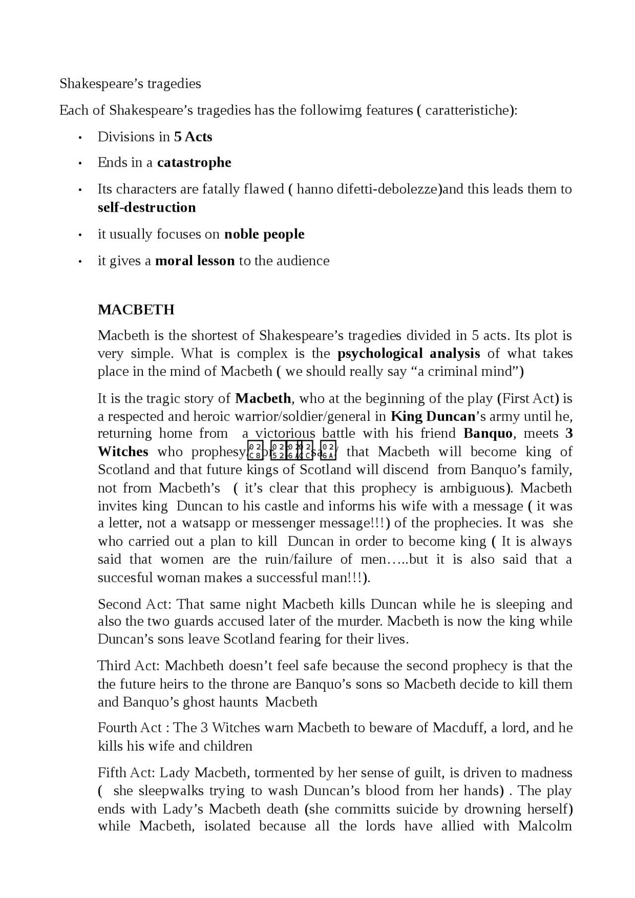 Shakespeare S Tragedies Macbeth Docsity