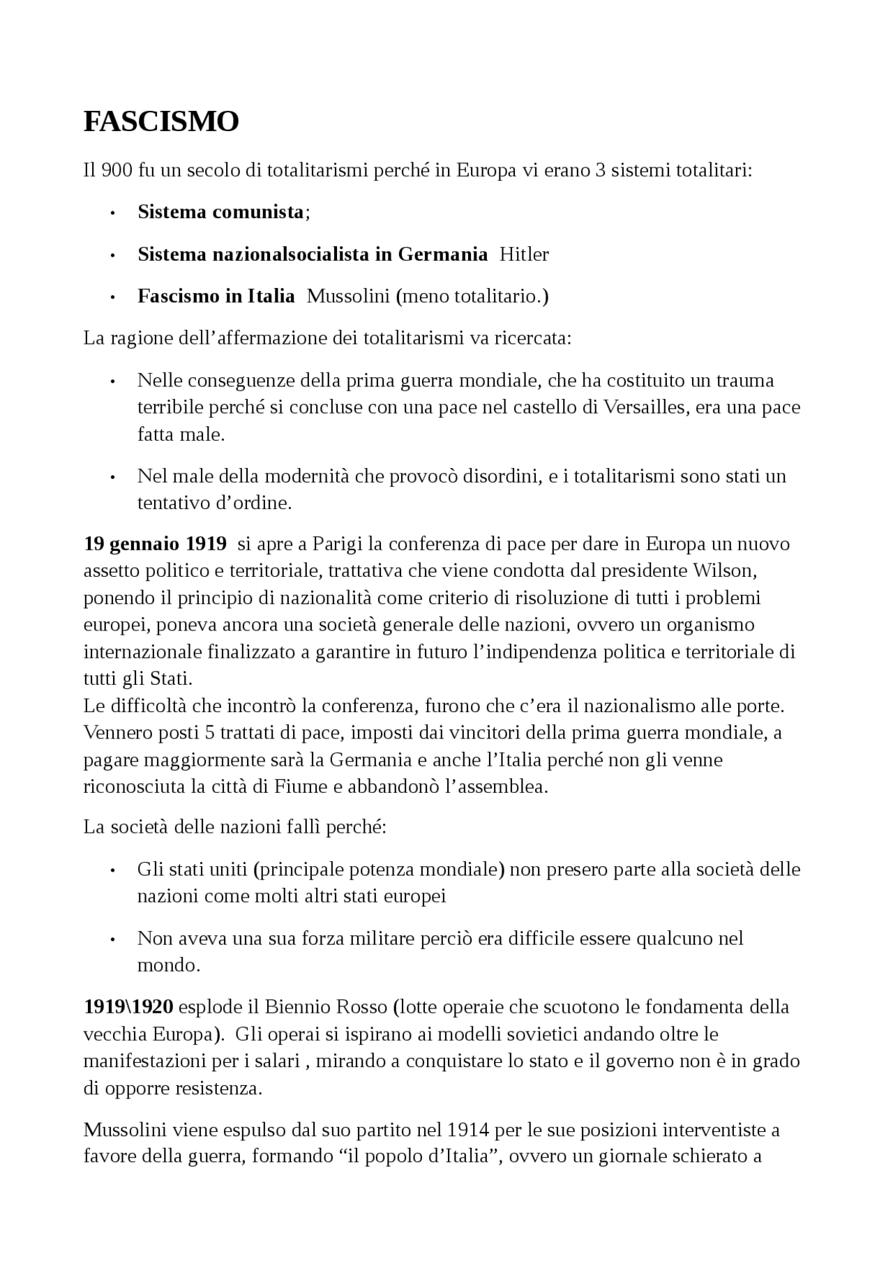 Il Fascismo Di Mussolini Docsity
