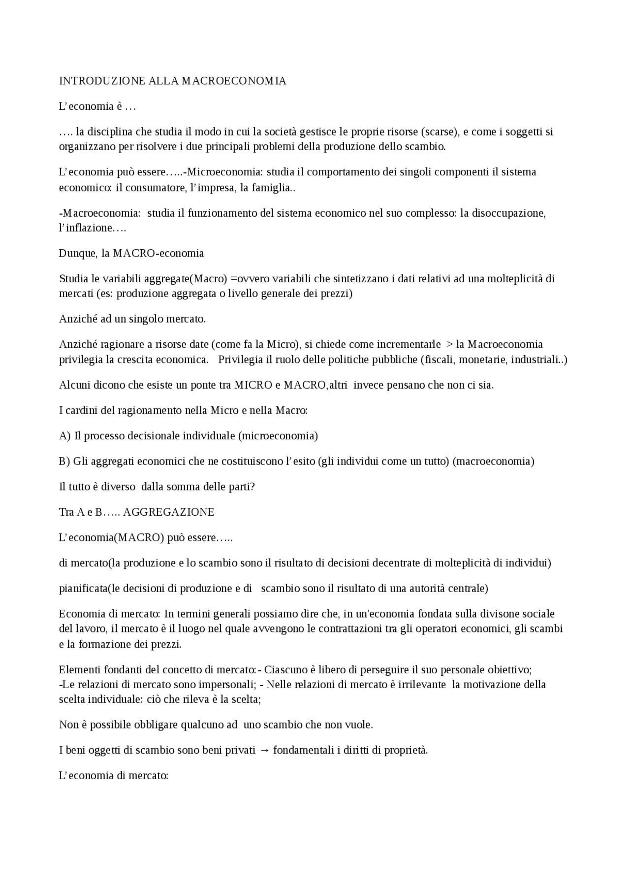Appunti Macroeconomia Docsity