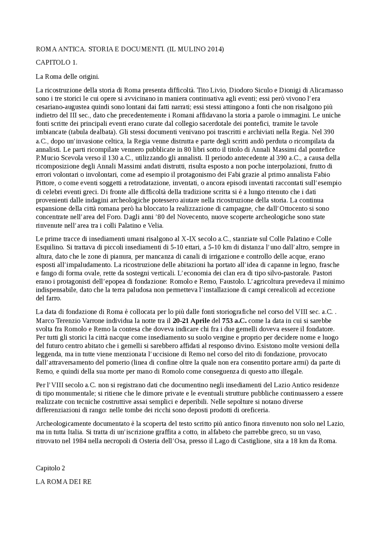 Roma Antica Storia E Documenti Docsity