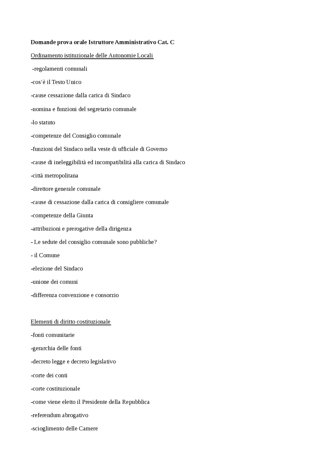 Domande Prova Orale Concorso Istruttore Amministrativo Prove Desame
