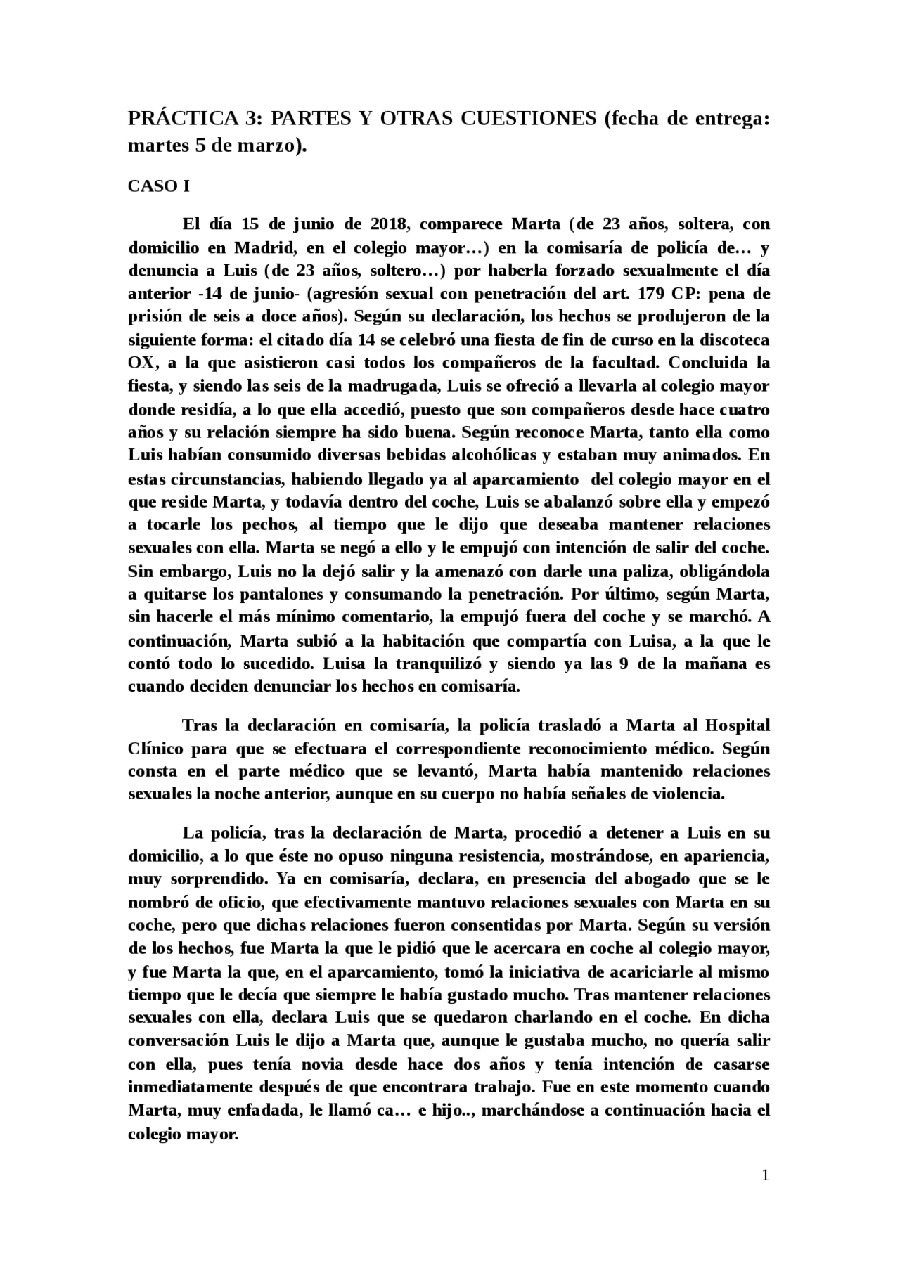 Práctica 3 Derecho Procesal Penal Ejercicios De Derecho Procesal