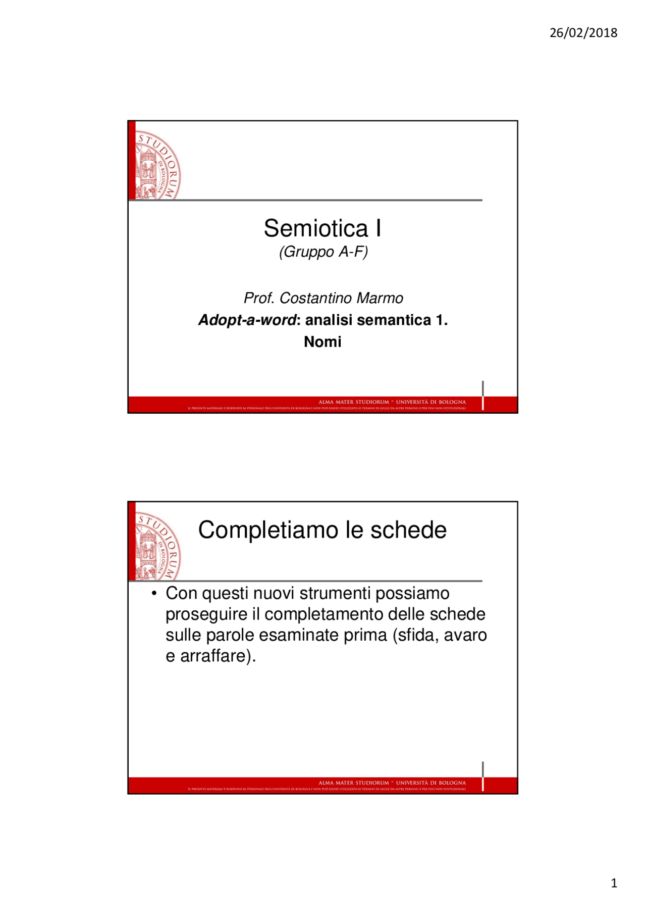 Esempi Di Scheda Lessicale Semiotoca Docsity