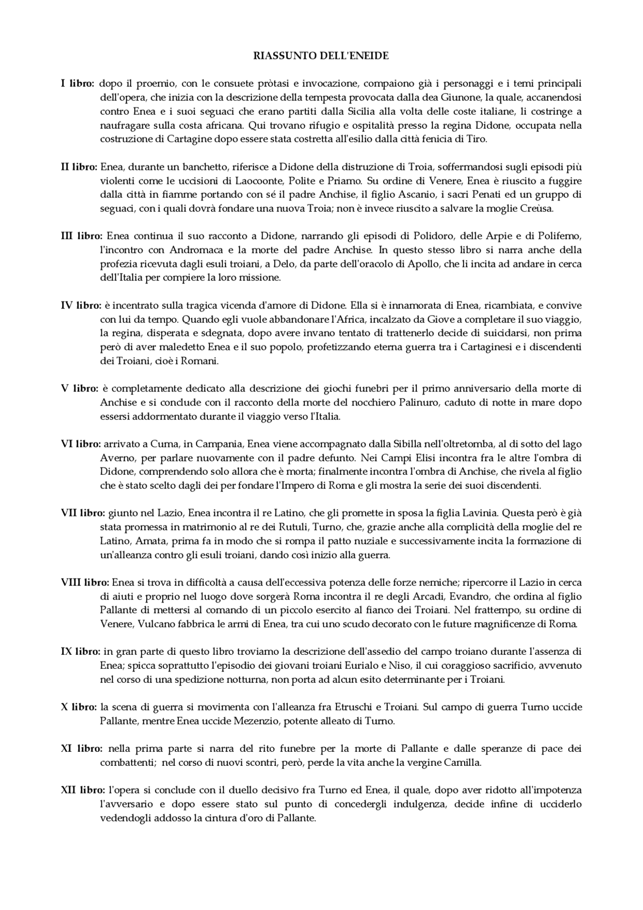 Riassunto Delleneide Docsity
