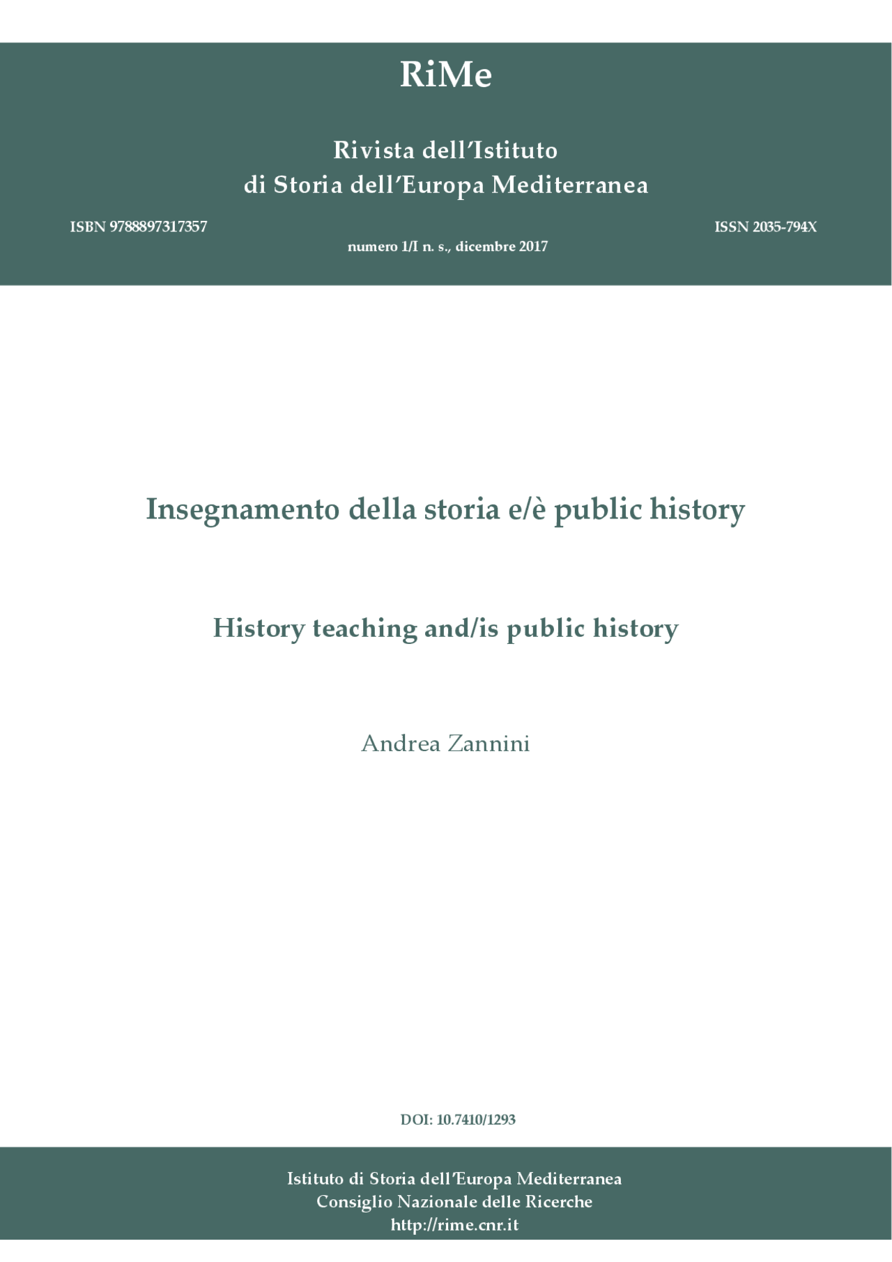 Insegnamento Public History Docsity