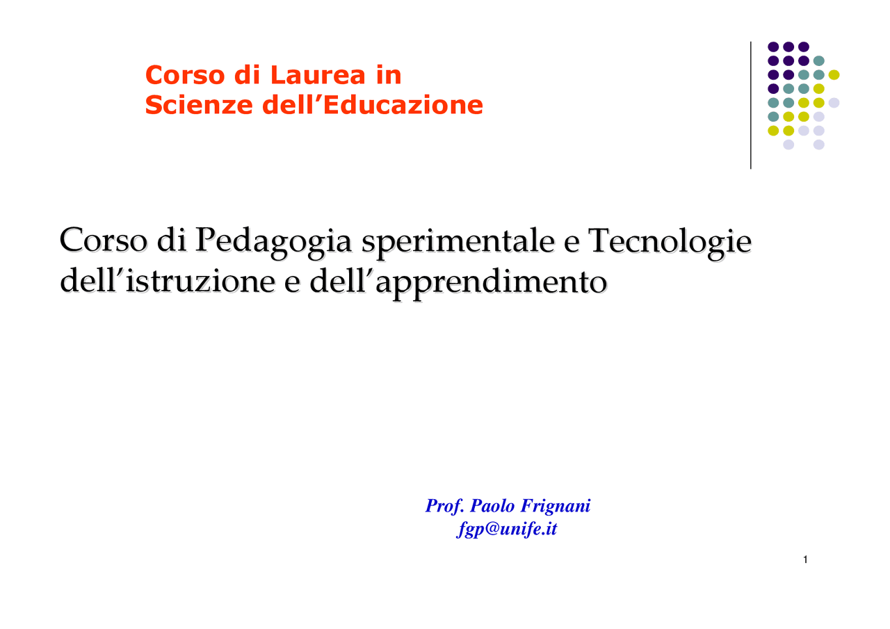 Pedagogia Sperimentale Docsity