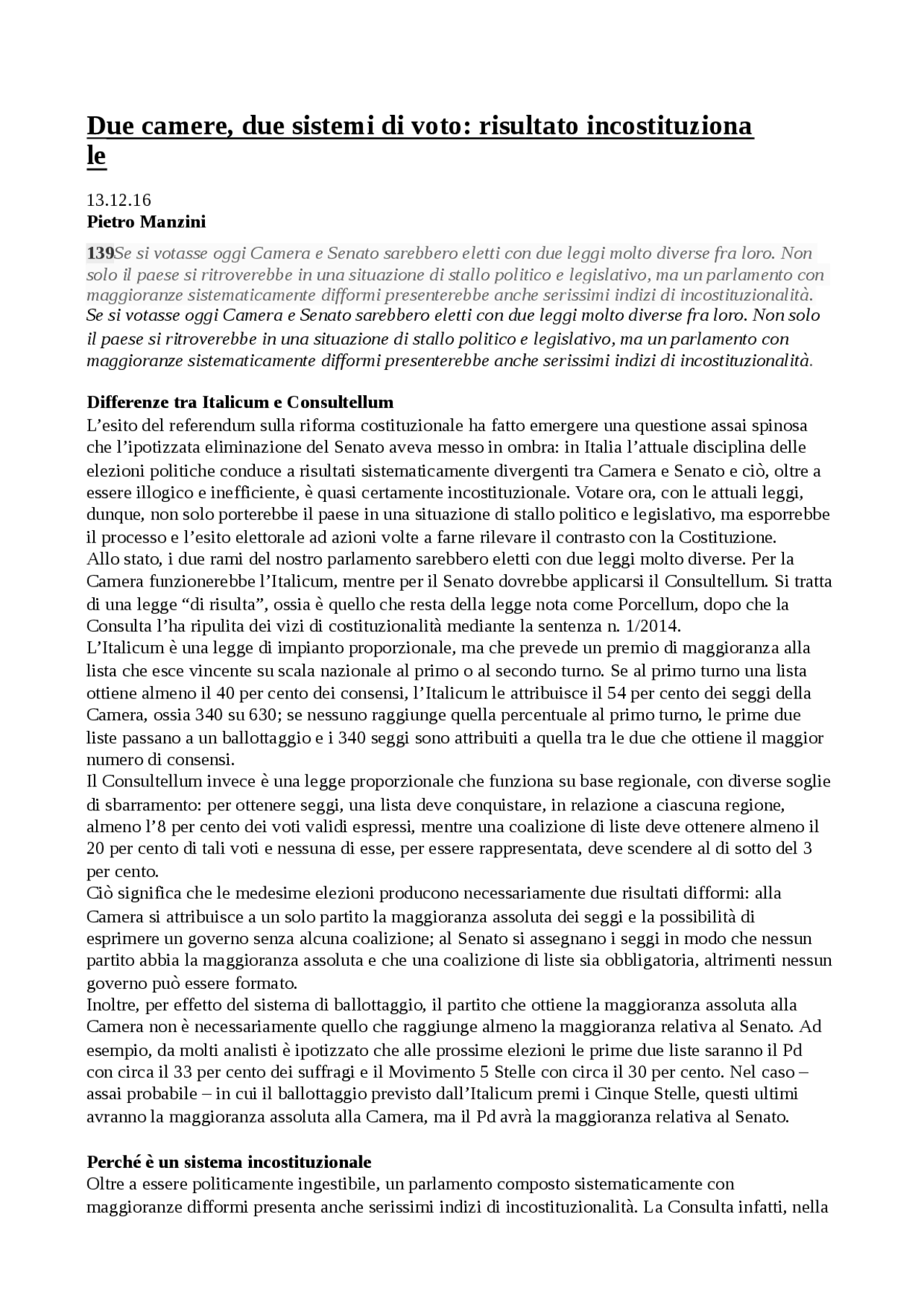 Articolo Di Diritto Pubblico Docsity