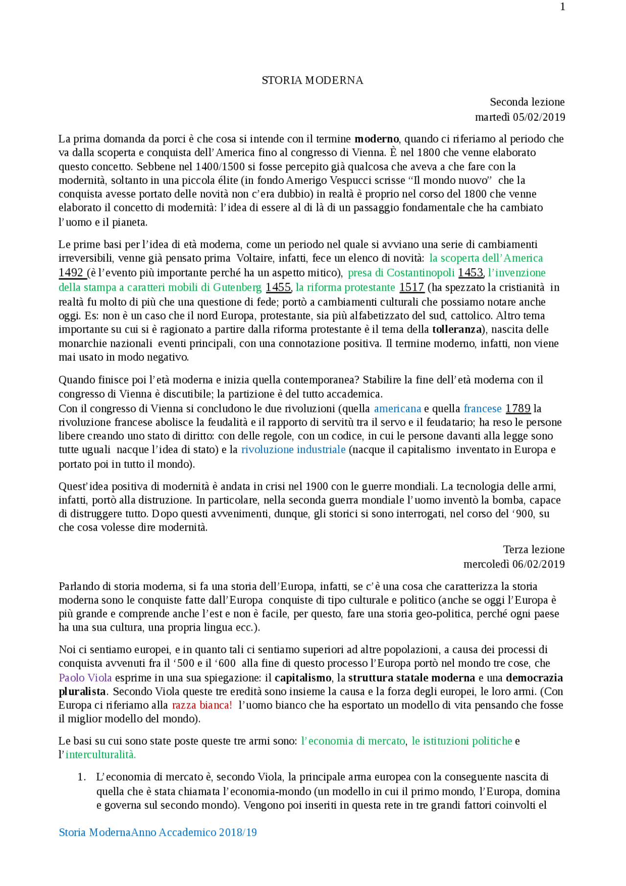 Appunti Storia Moderna Docsity