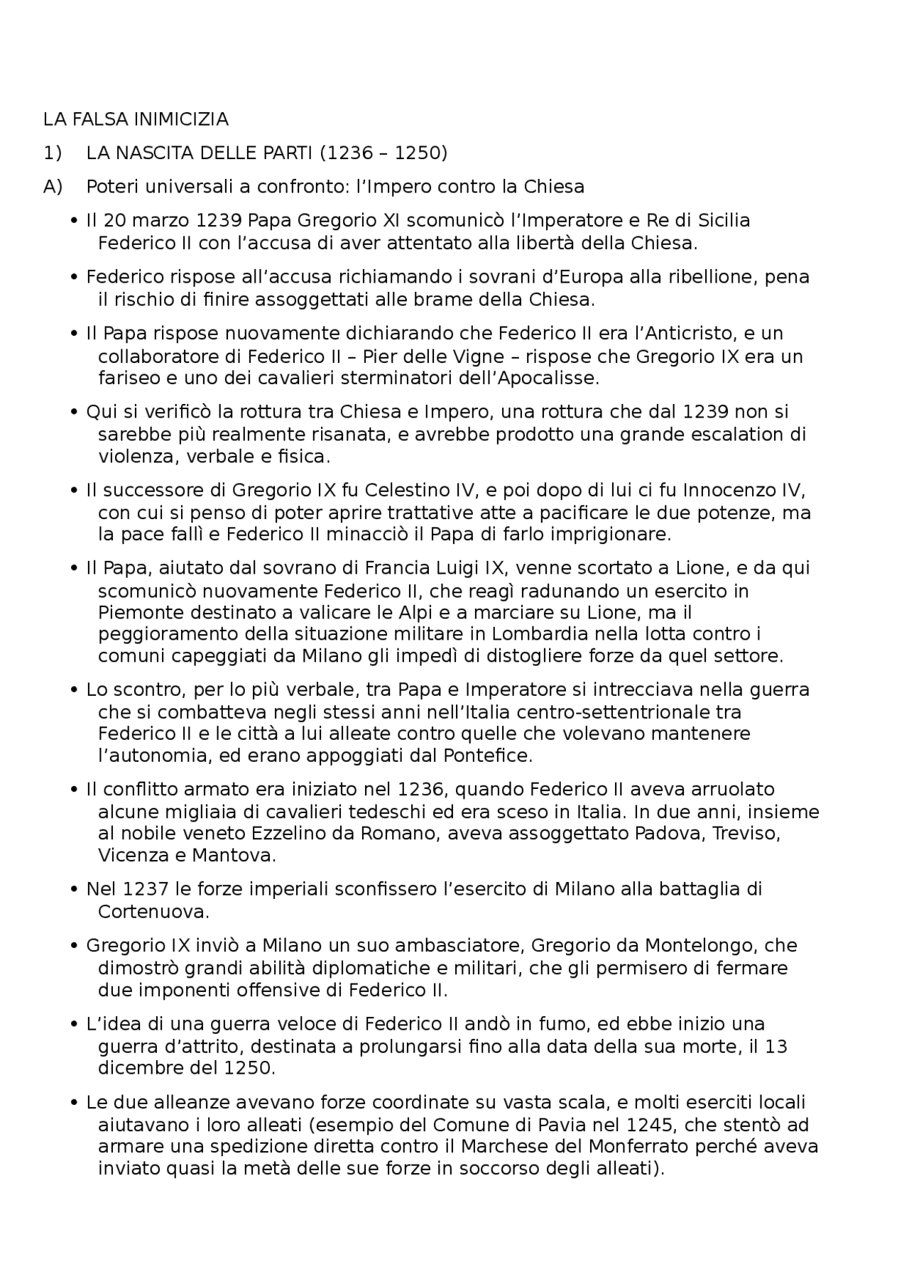 La Falsa Inimicizia Riassunto Docsity
