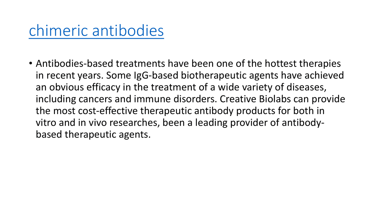 Chimeric antibodies from Creative Biolabs - Docsity
