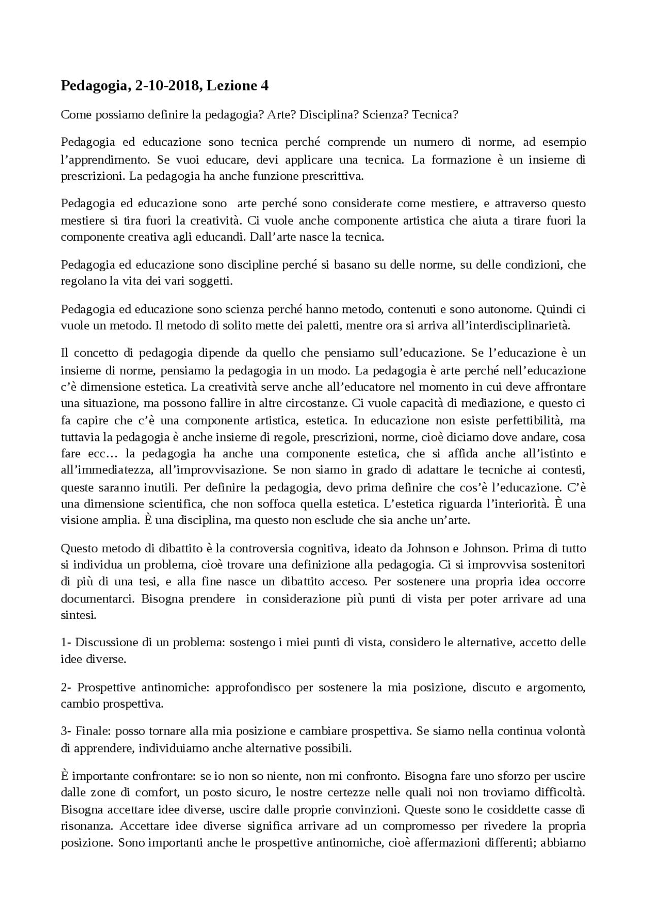Appunti Di Pedagogia Docsity