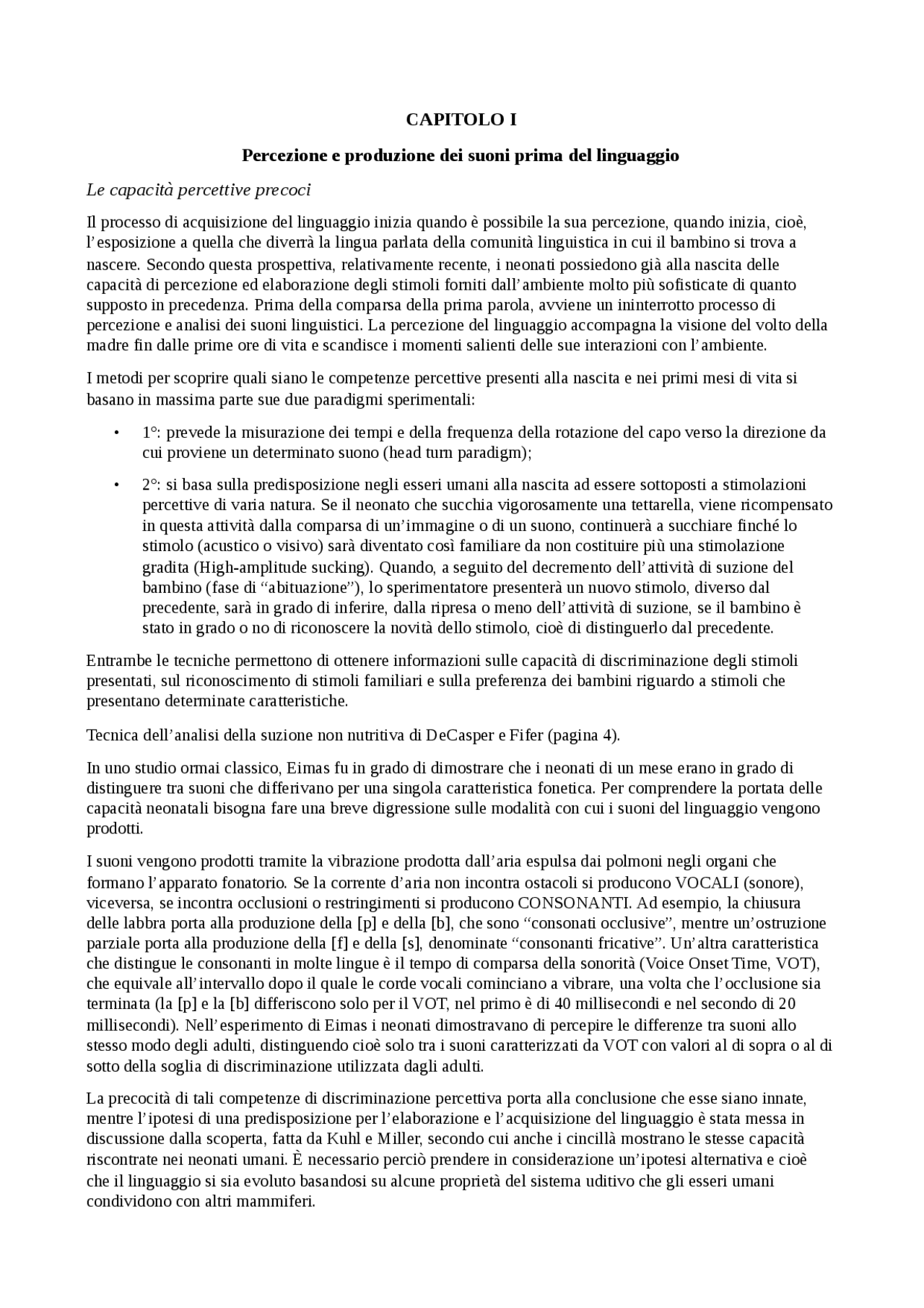 Lo Sviluppo Del Linguaggio Docsity