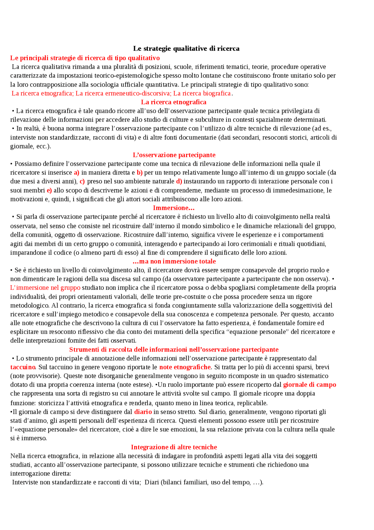 Strategie Qualitative Di Ricerca Docsity