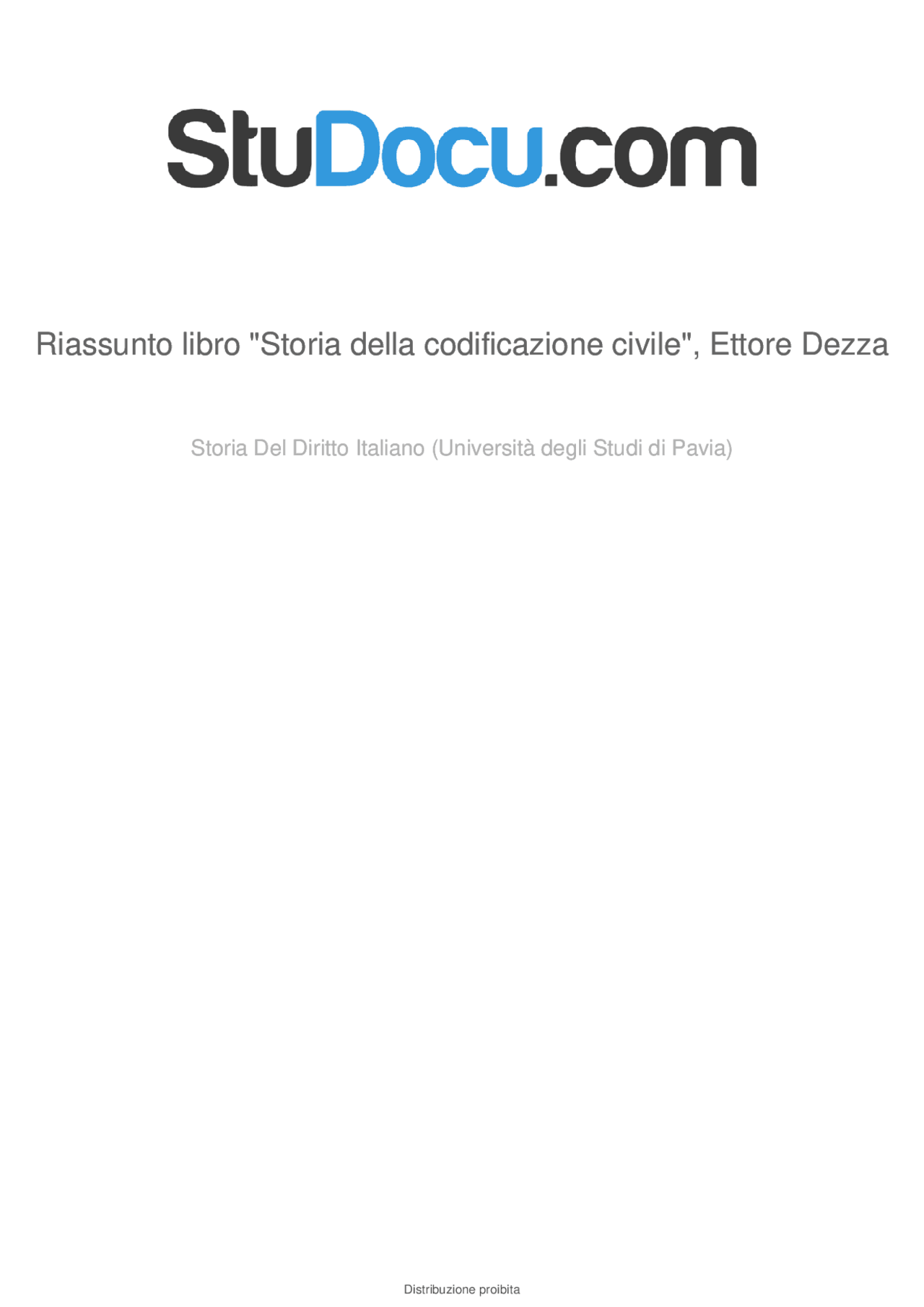 Riassunto Storia Della Codificazione Civile Docsity