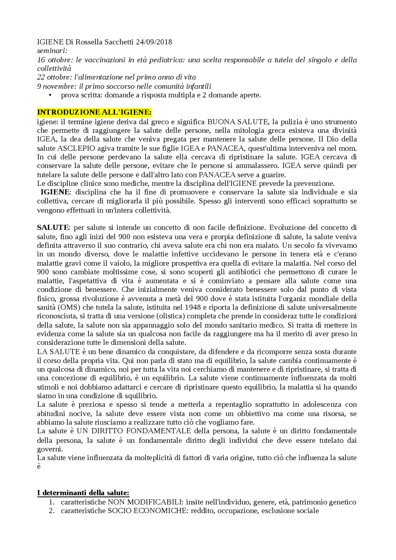 Igiene Riassunto Appunti Docsity