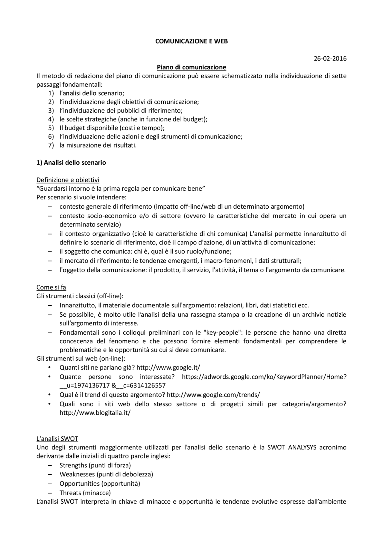 Appunti Comunicazione Web Docsity