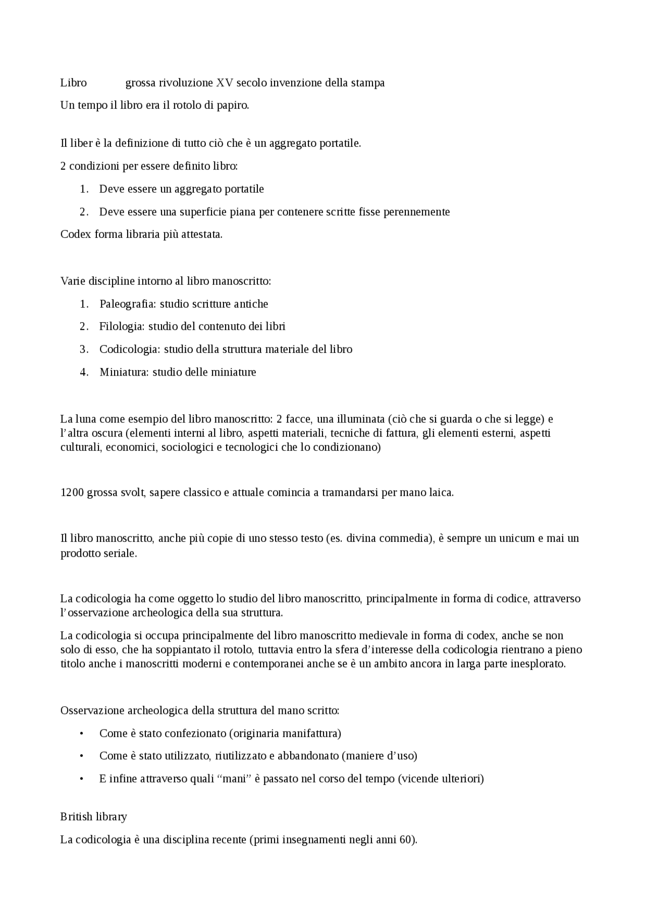 Appunti Di Storia Del Libro Manoscritto Docsity