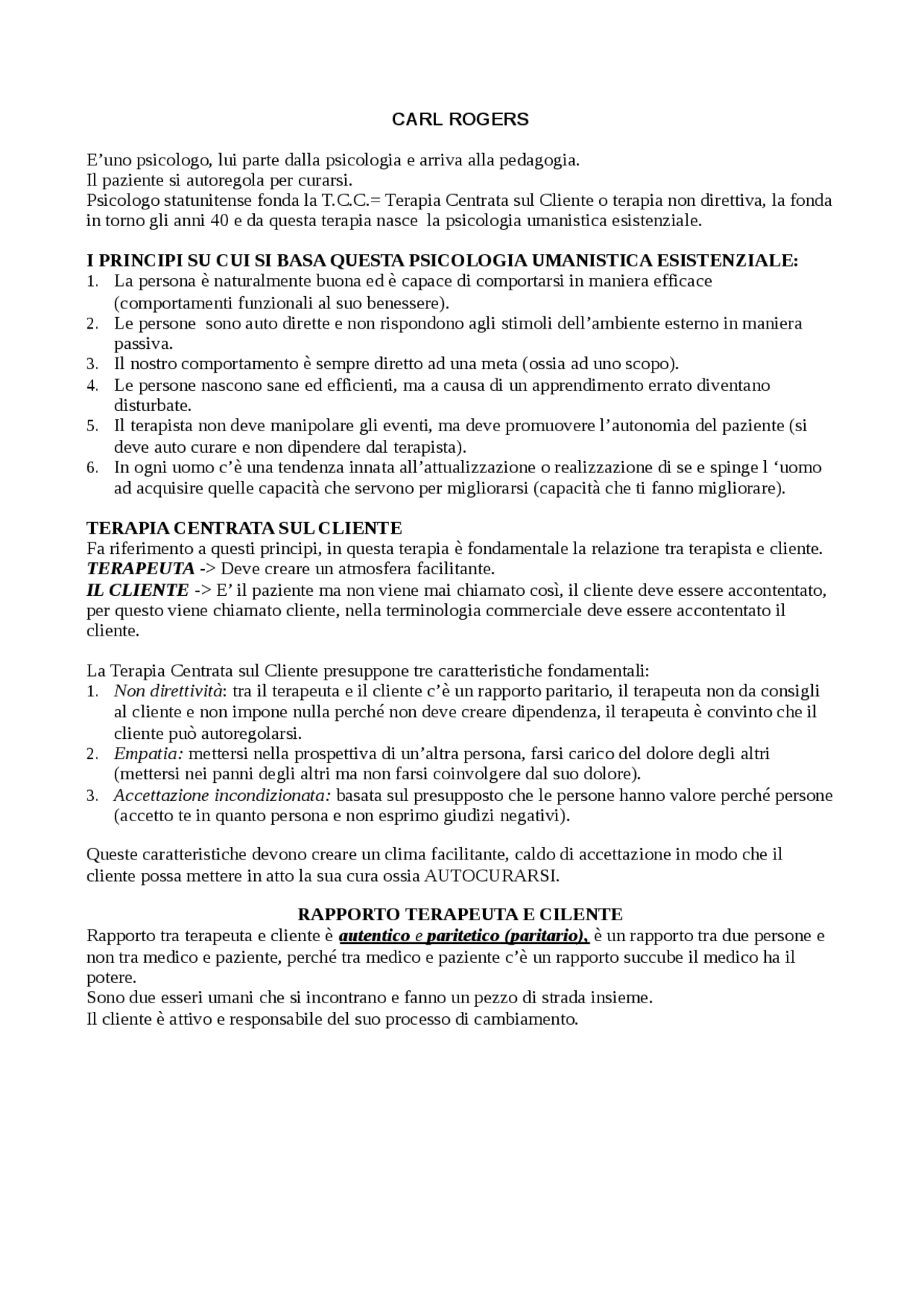 Carl Rogers Appunti Scienze Umane Docsity