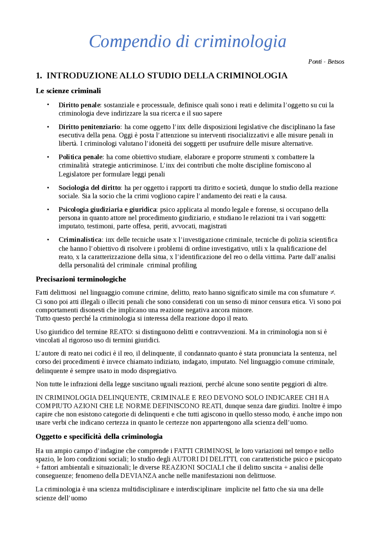 Compendio Di Criminologia Docsity