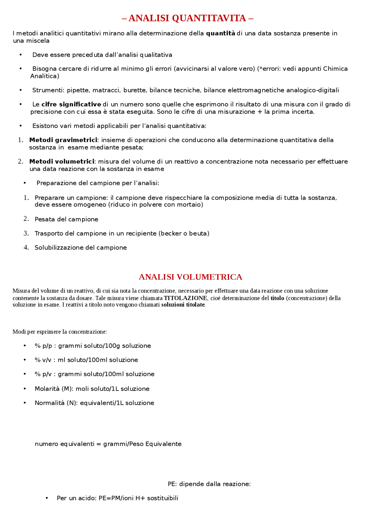 Analisi Quantitativa Inorganica Docsity