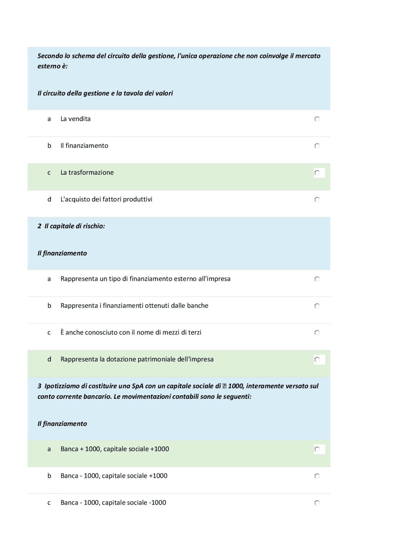 Test Principi Contabili Universitas Mercatorum Docsity