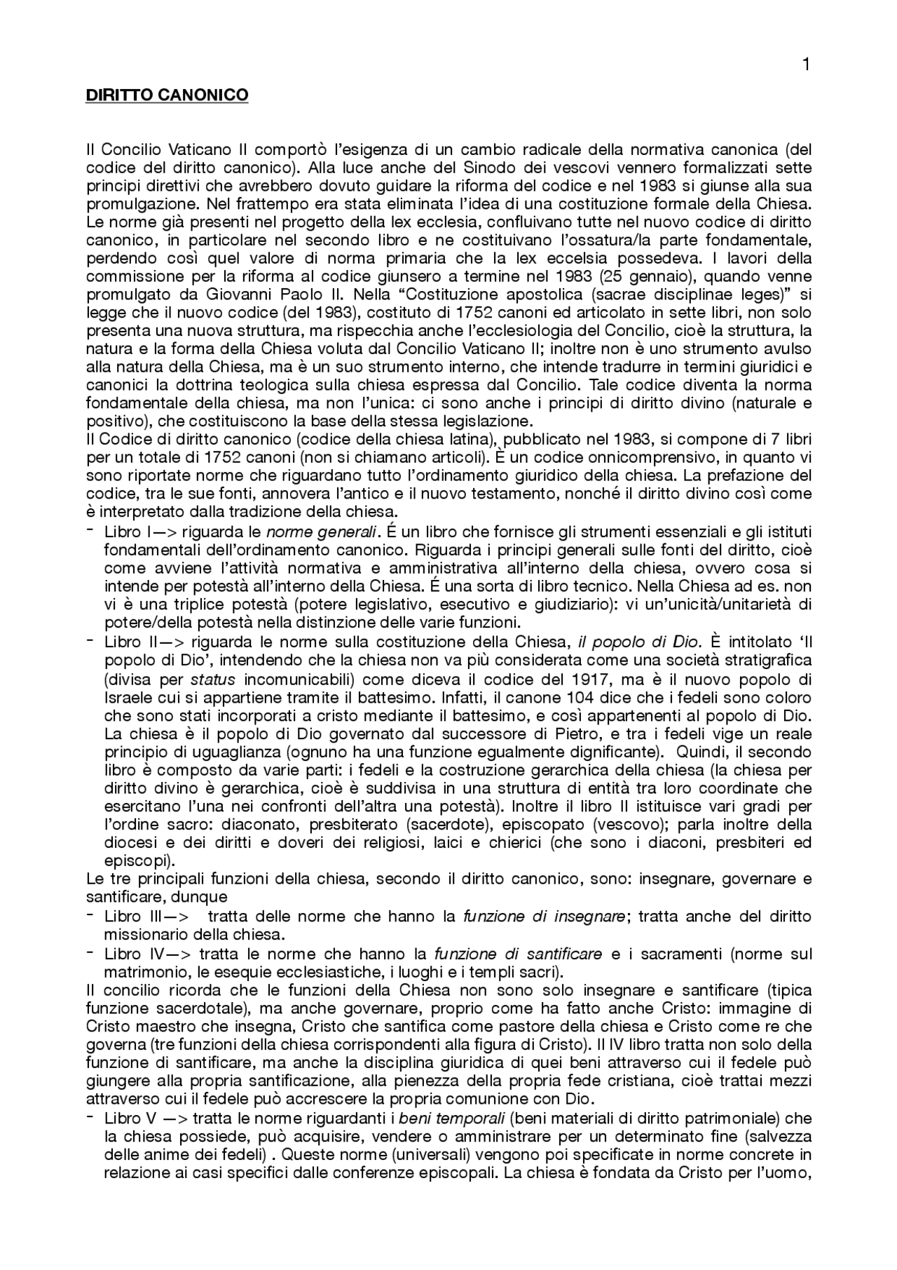 Appunti Di Diritto Canonico Docsity