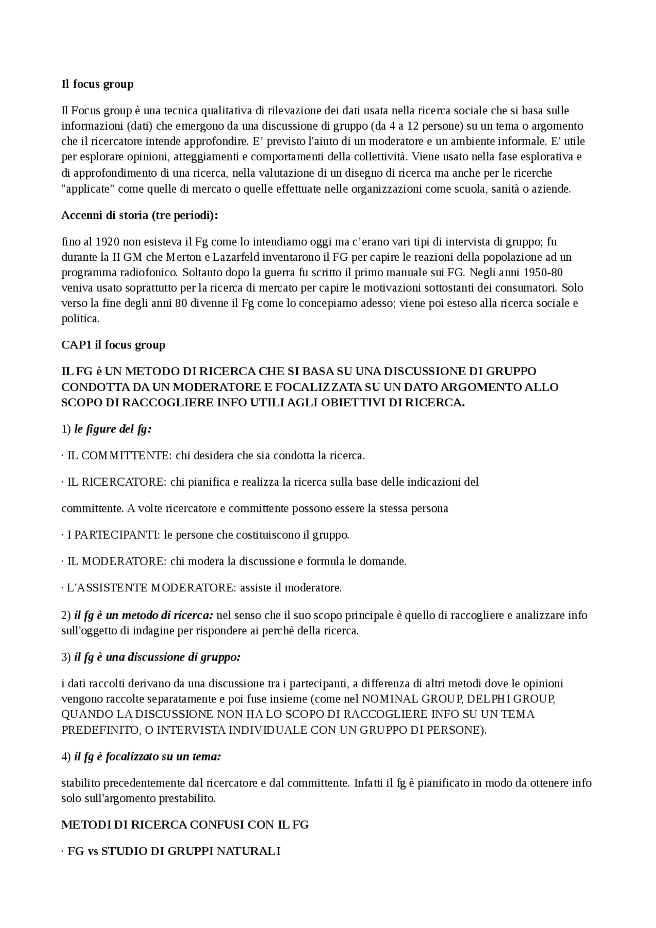 Il Focus Group Di Vanda Lucia Zammuner Docsity