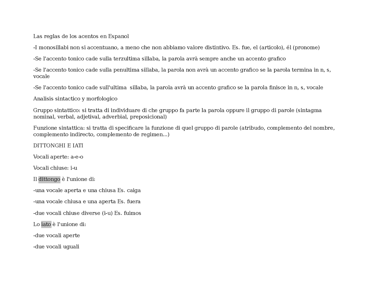 Riassunti Lingua Spagnola 1 Simonatti Docsity